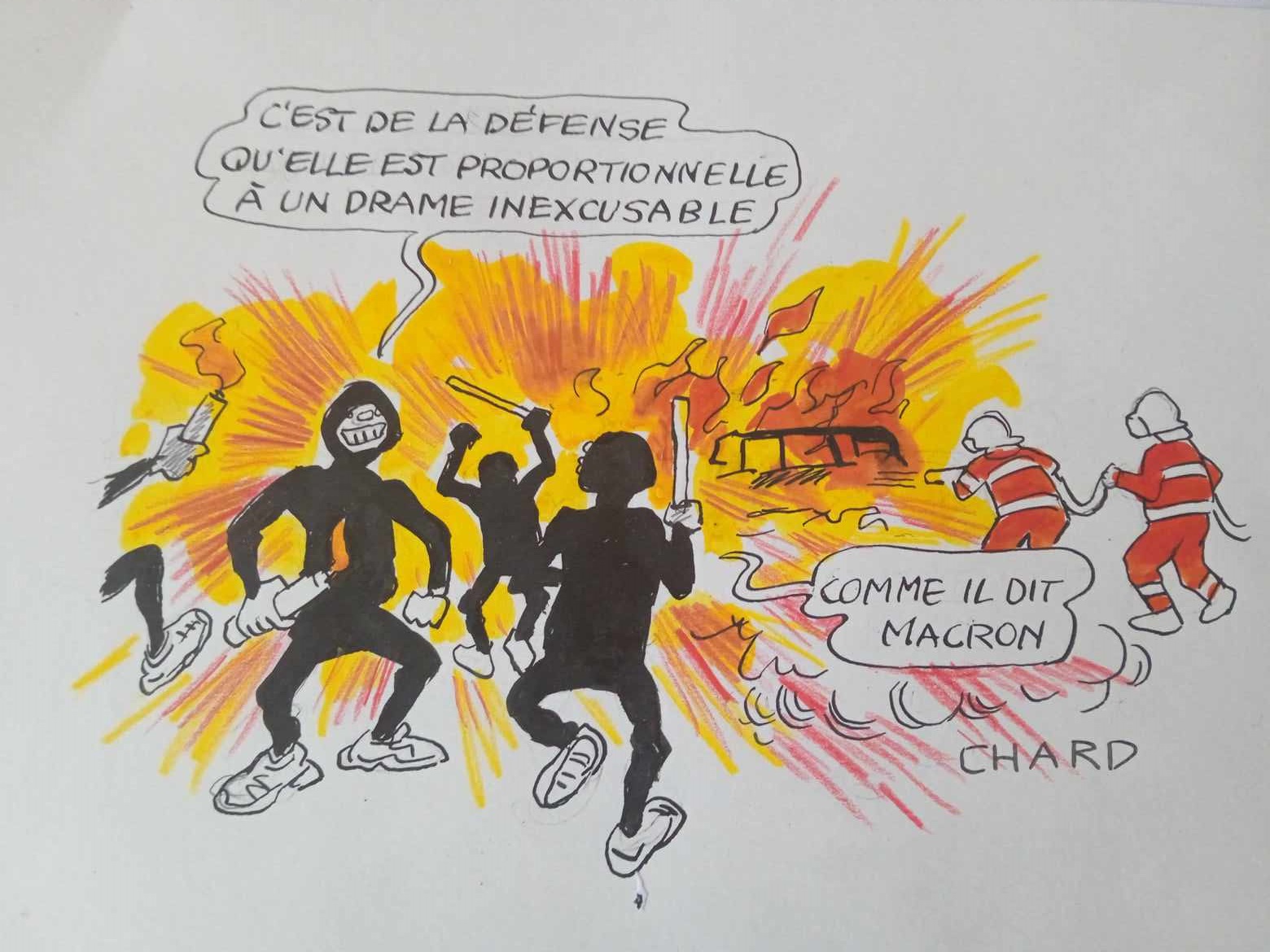 Emeutes: le dessin de Chard - Présent Hebdo